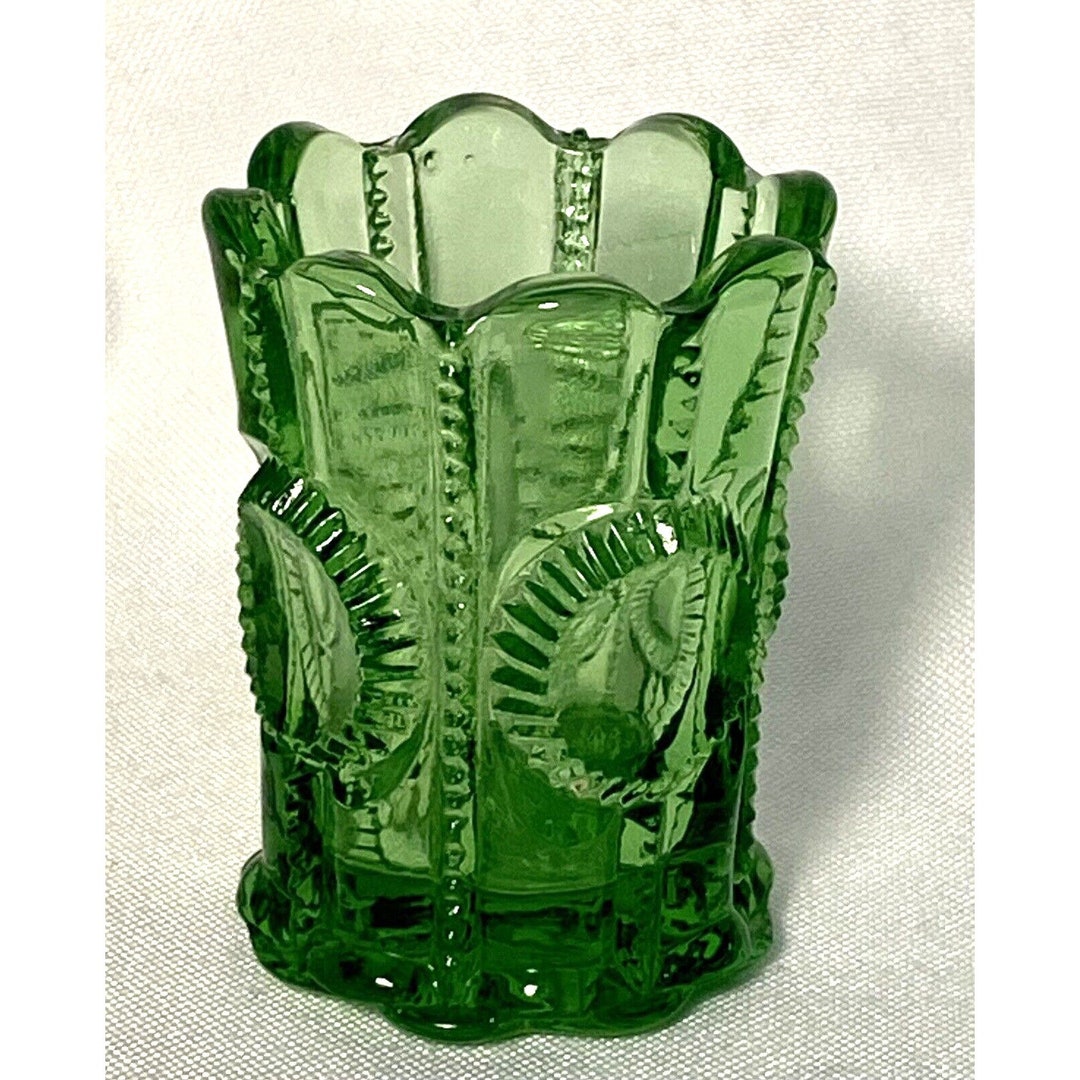 Vintage EAPG Flint Glass Company Green Toothpick Holder - Etsy