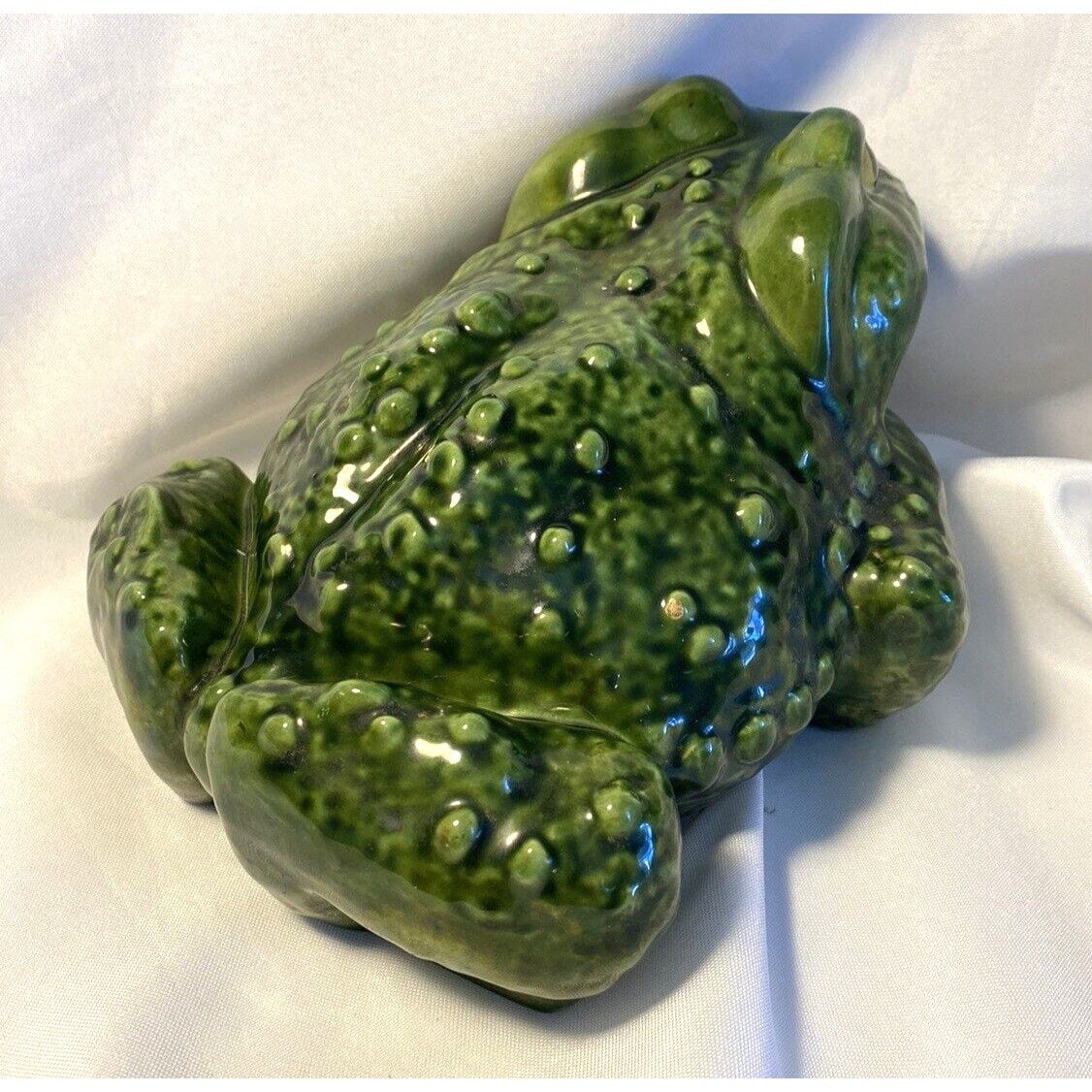 Rare Large Ceramic Frog Toad Vintage Garden Figurine Glazed Yellow Eyes ...