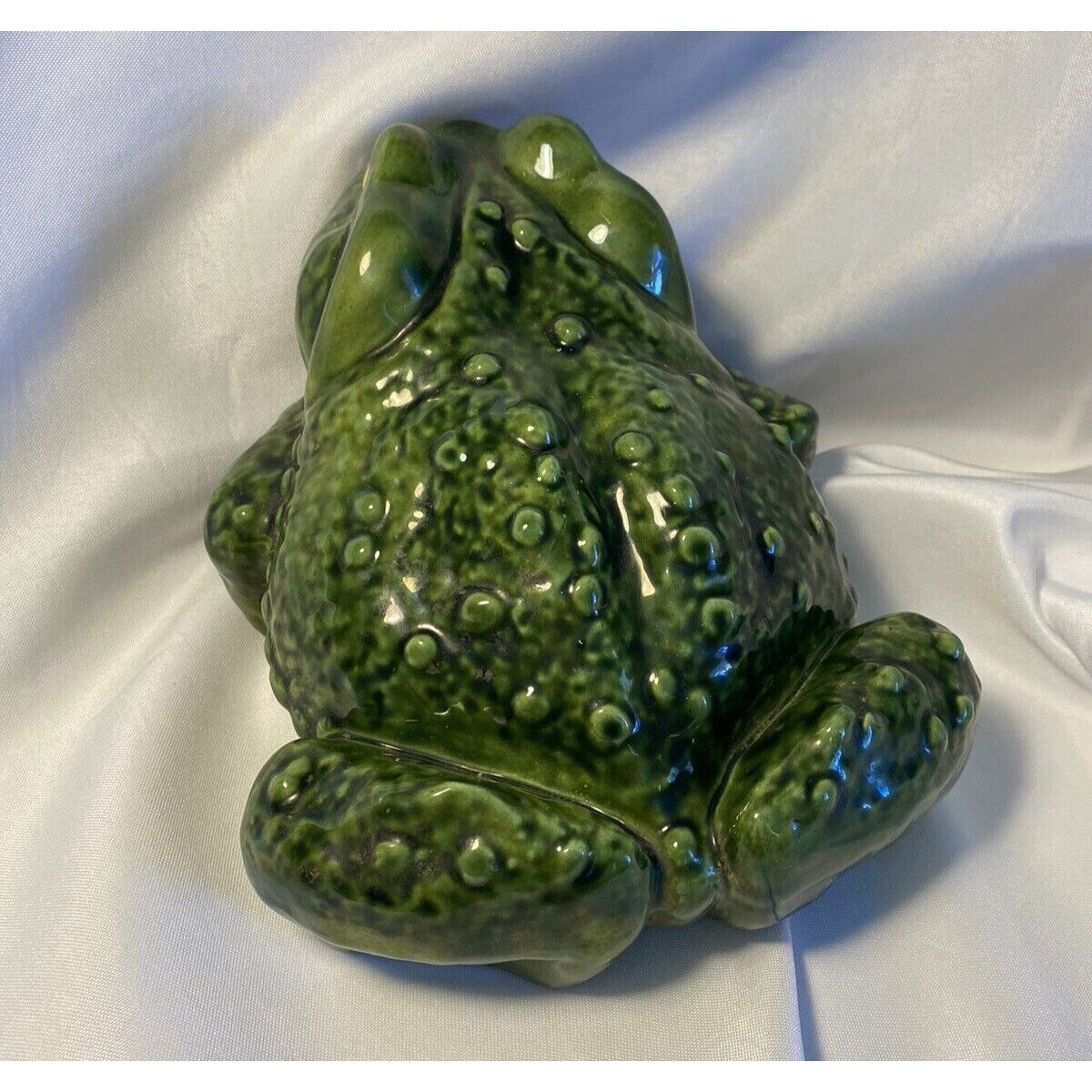Rare Large Ceramic Frog Toad Vintage Garden Figurine Glazed Yellow Eyes ...