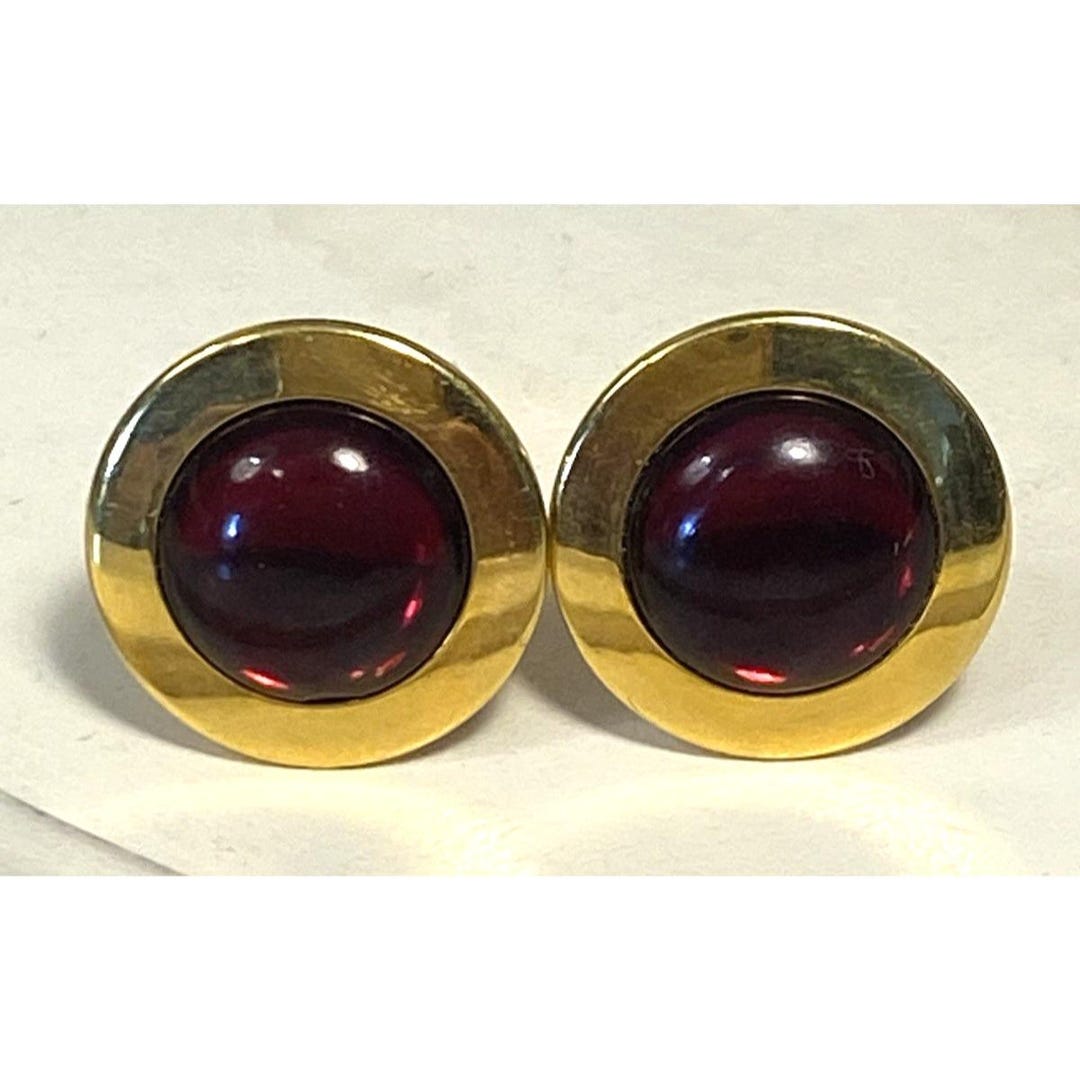 Vintage V20 12K Gold Filled & Garnet Red Glass Cufflinks - Etsy
