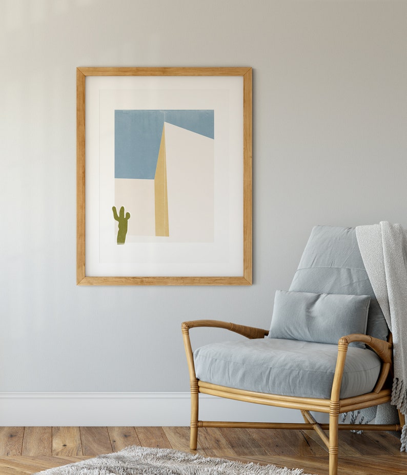 Abstract Desert City landscape print Mid century modern wall | Etsy