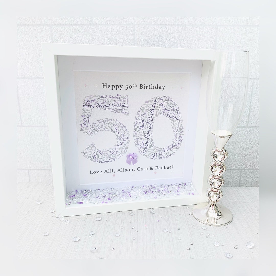 50th Milestone Frame, Birthday Celebration, Word Art Memories - Etsy