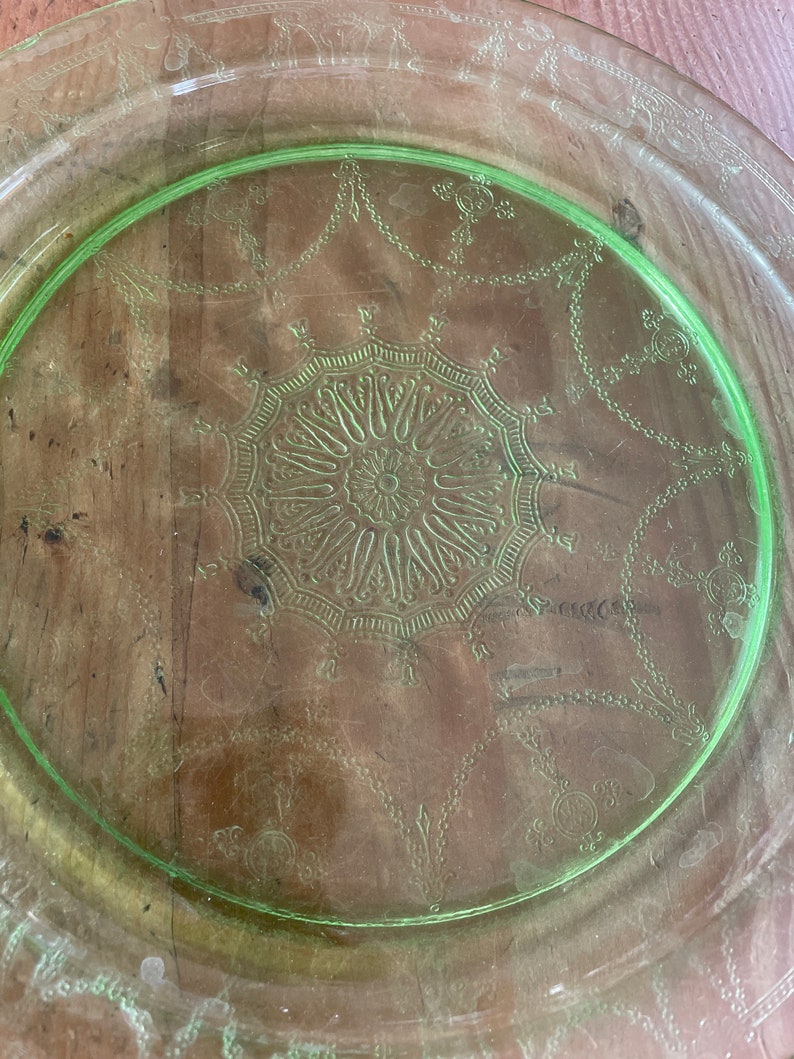 Green Depression Glass Serving Plate - Etsy