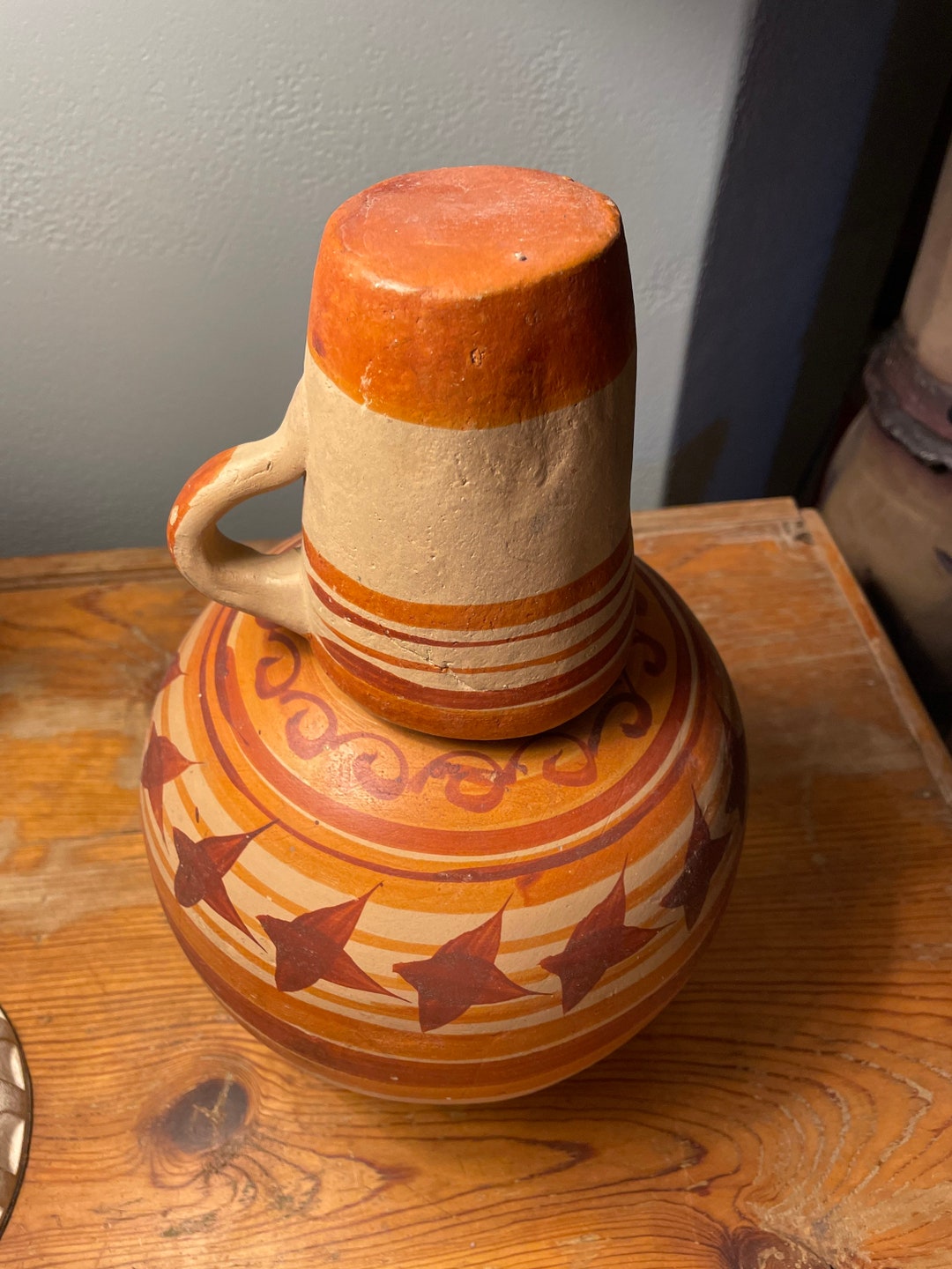 Vintage Handmade Mexican Water Jug and Taza - Etsy