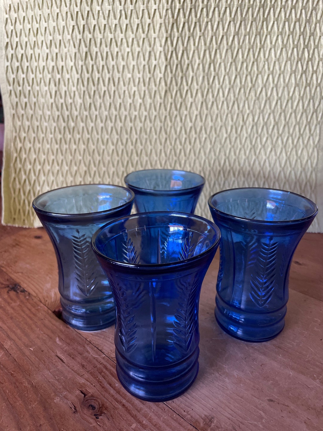 Four Vintage Blue Juice Glasses - Etsy