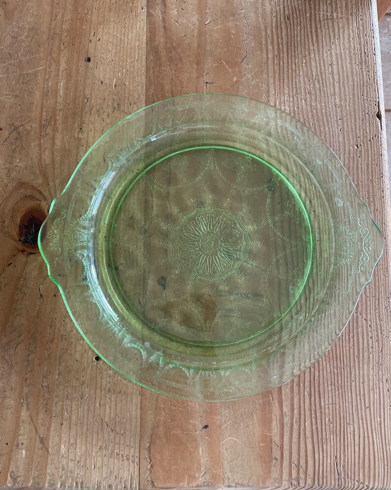 Green Depression Glass Serving Plate - Etsy