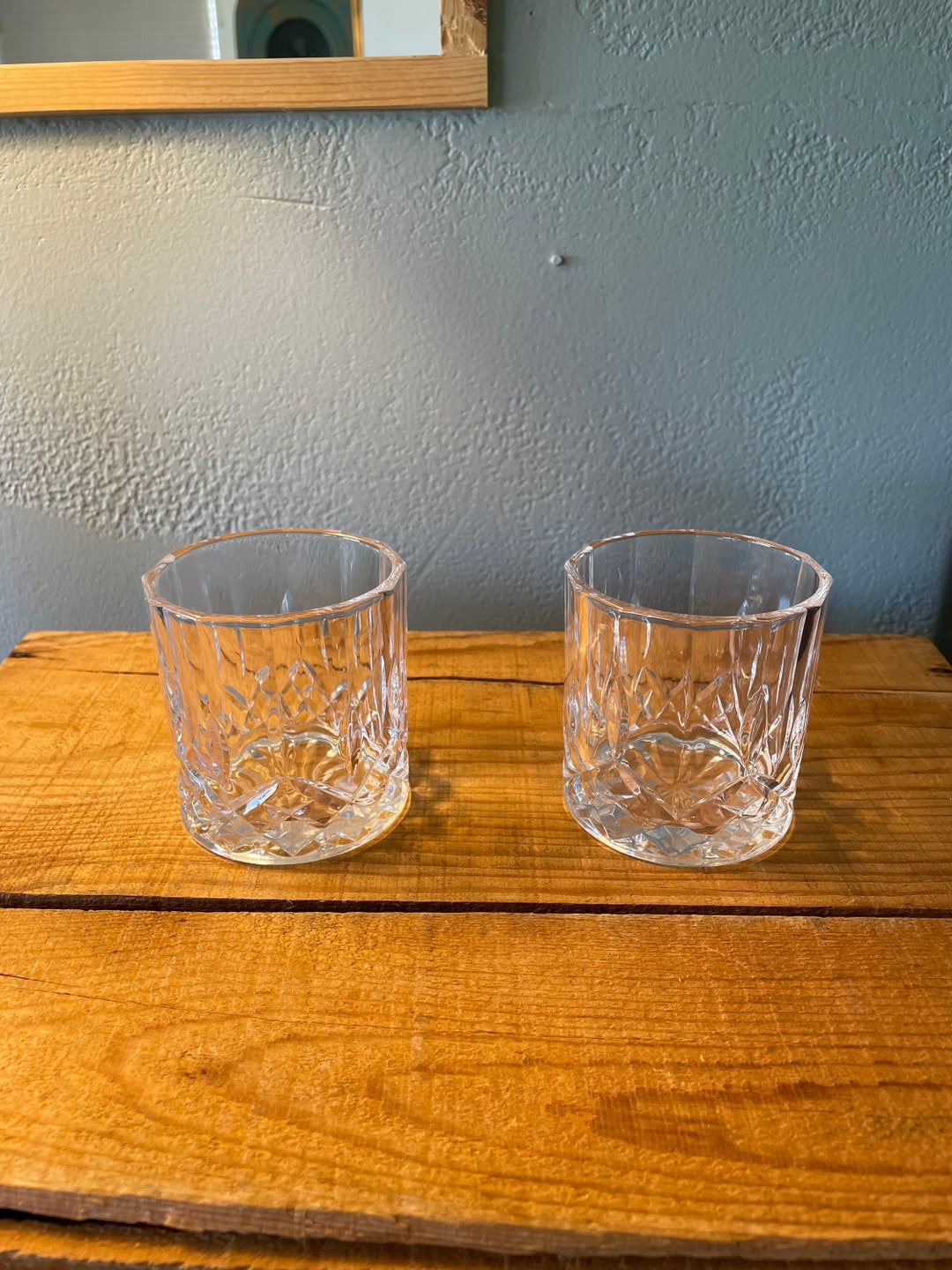 Two Cut Glass Rocks Glasses - Etsy
