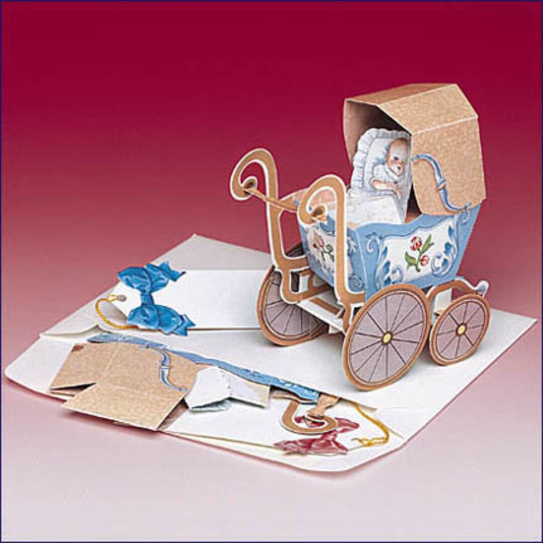 Victorian Stroller Pop up Card - Rubber Band Activated! - Etsy