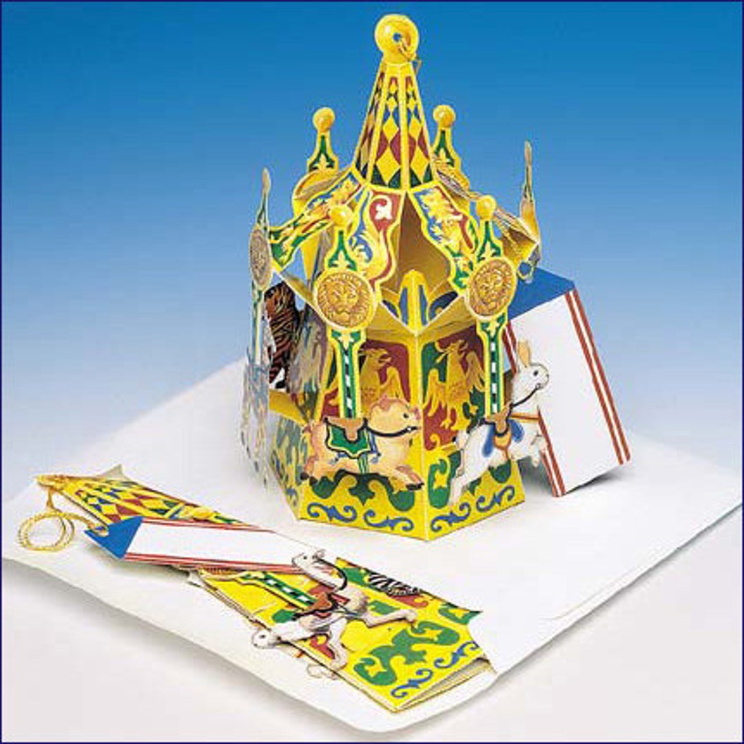 Classic Carousel Pop up Card - Rubber Band Activated! - Etsy