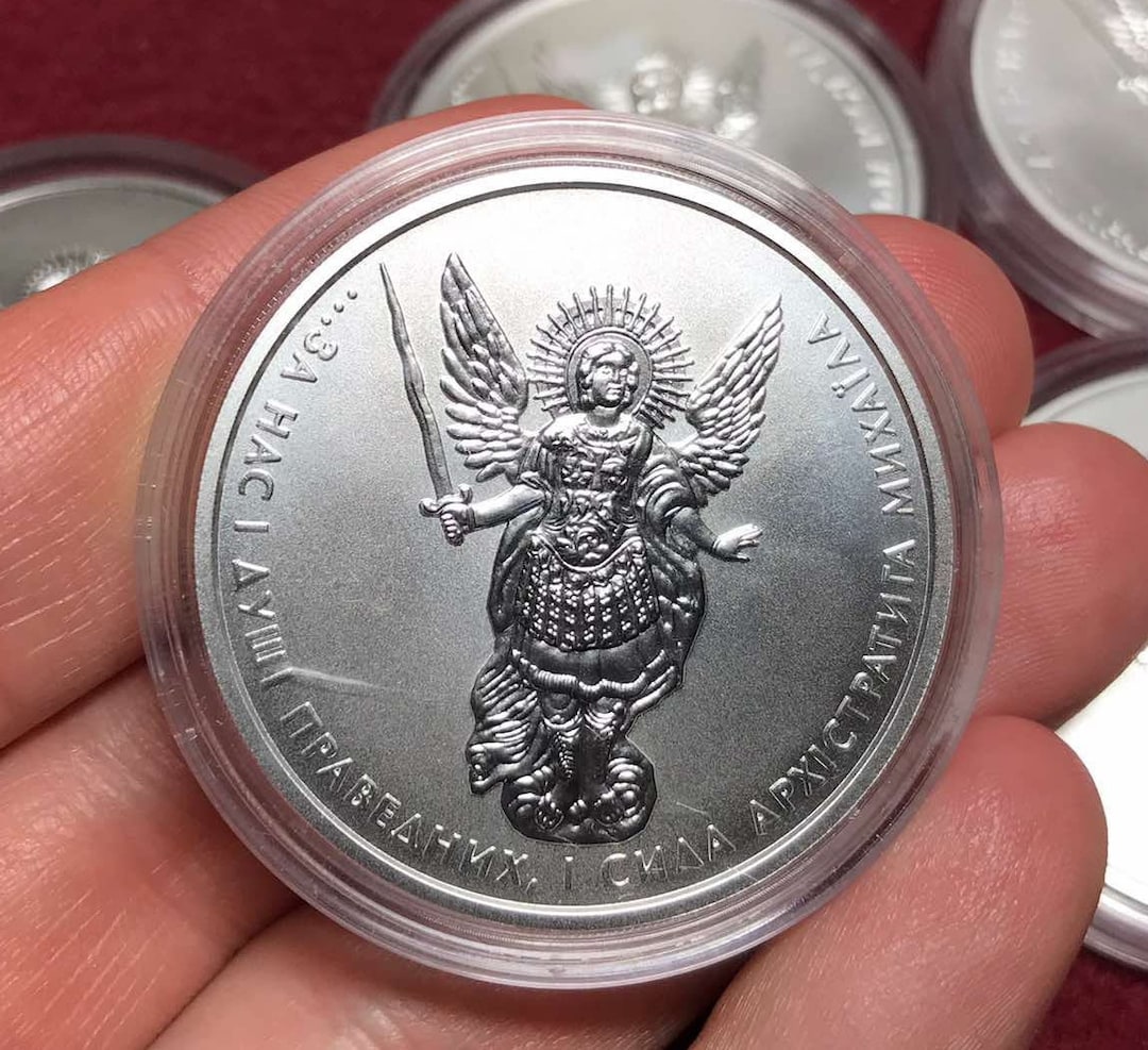 Archangel Michael Silver Coin, Collectible Religious Coin - Etsy