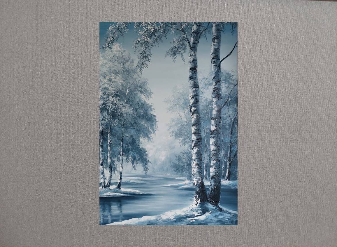 Large Vertical Snowy Winter Landscape Painting. Charming - Etsy