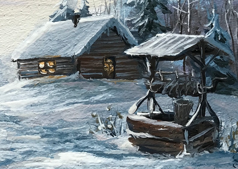 Winter Oil Painting Mini Masterpiece Snowy Art Old Hunting - Etsy