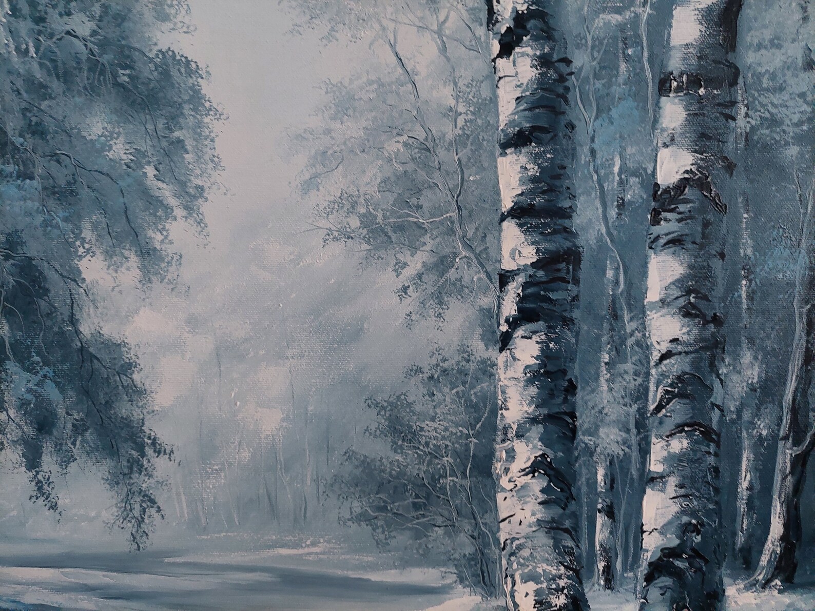 Large Vertical Snowy Winter Landscape Painting. Charming - Etsy