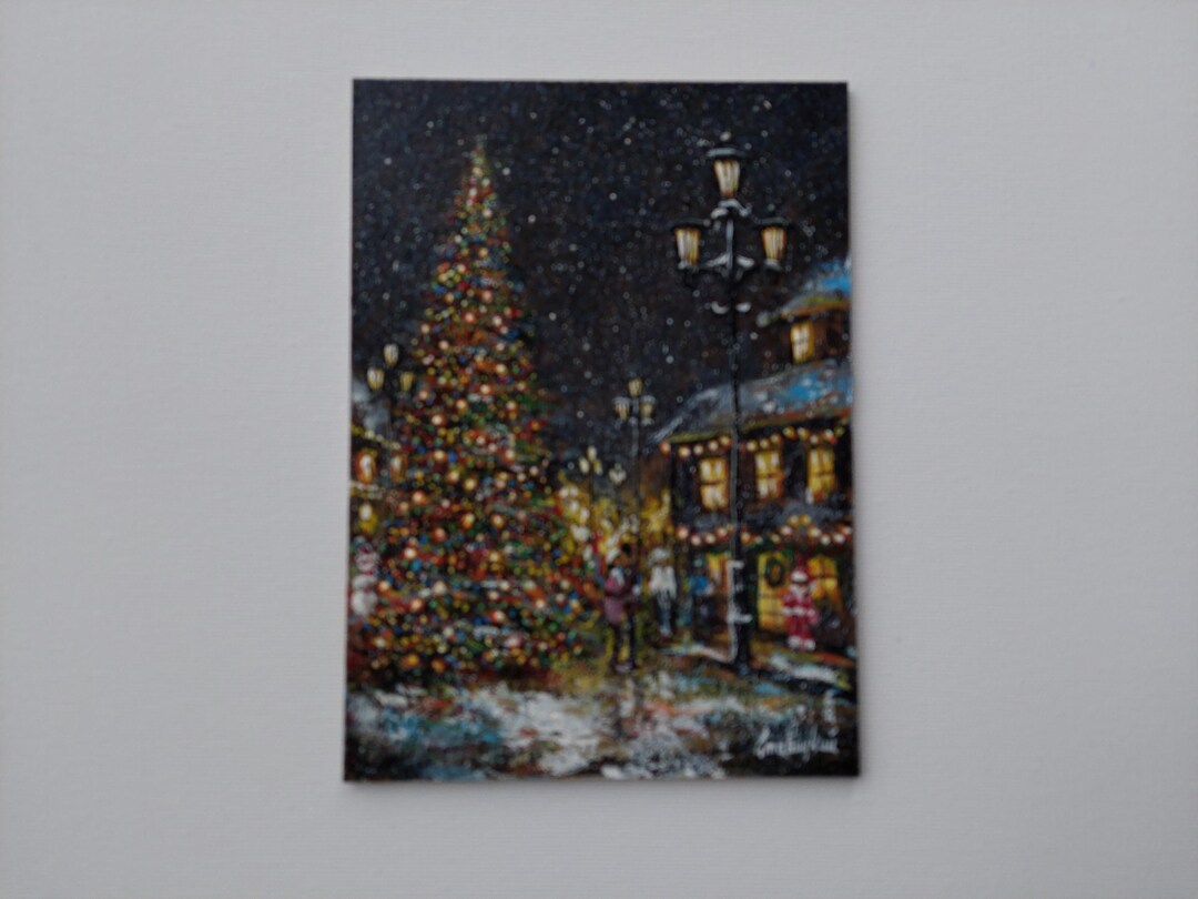 Snowy Winter Holiday Painting. Christmas Masterpiece Painting. Winter ...