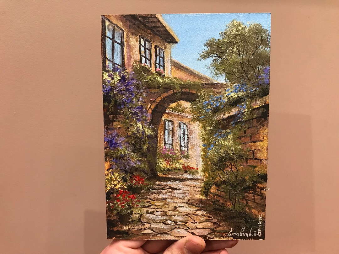 Blooming Italian Streets Painting. Classical Style Architecture ...