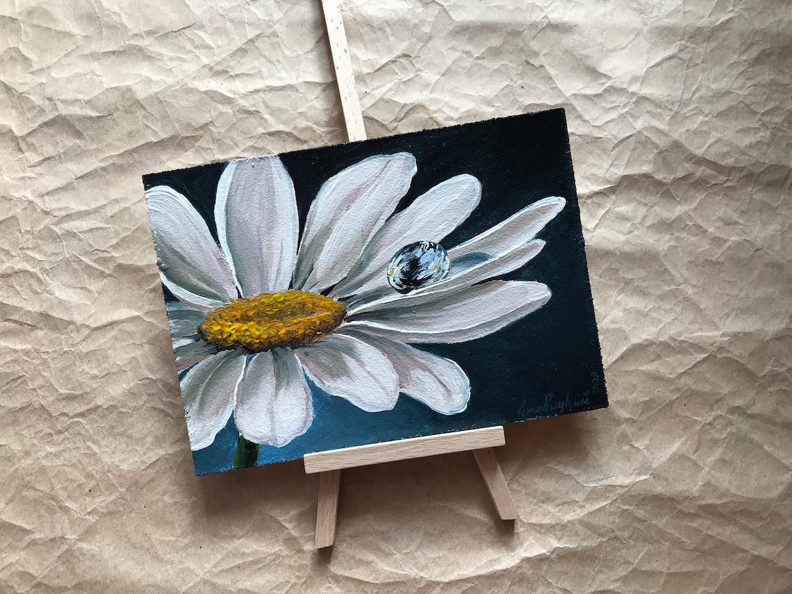 Daisy Painting White Daisy Flower Wall Art for Bedrooms - Etsy