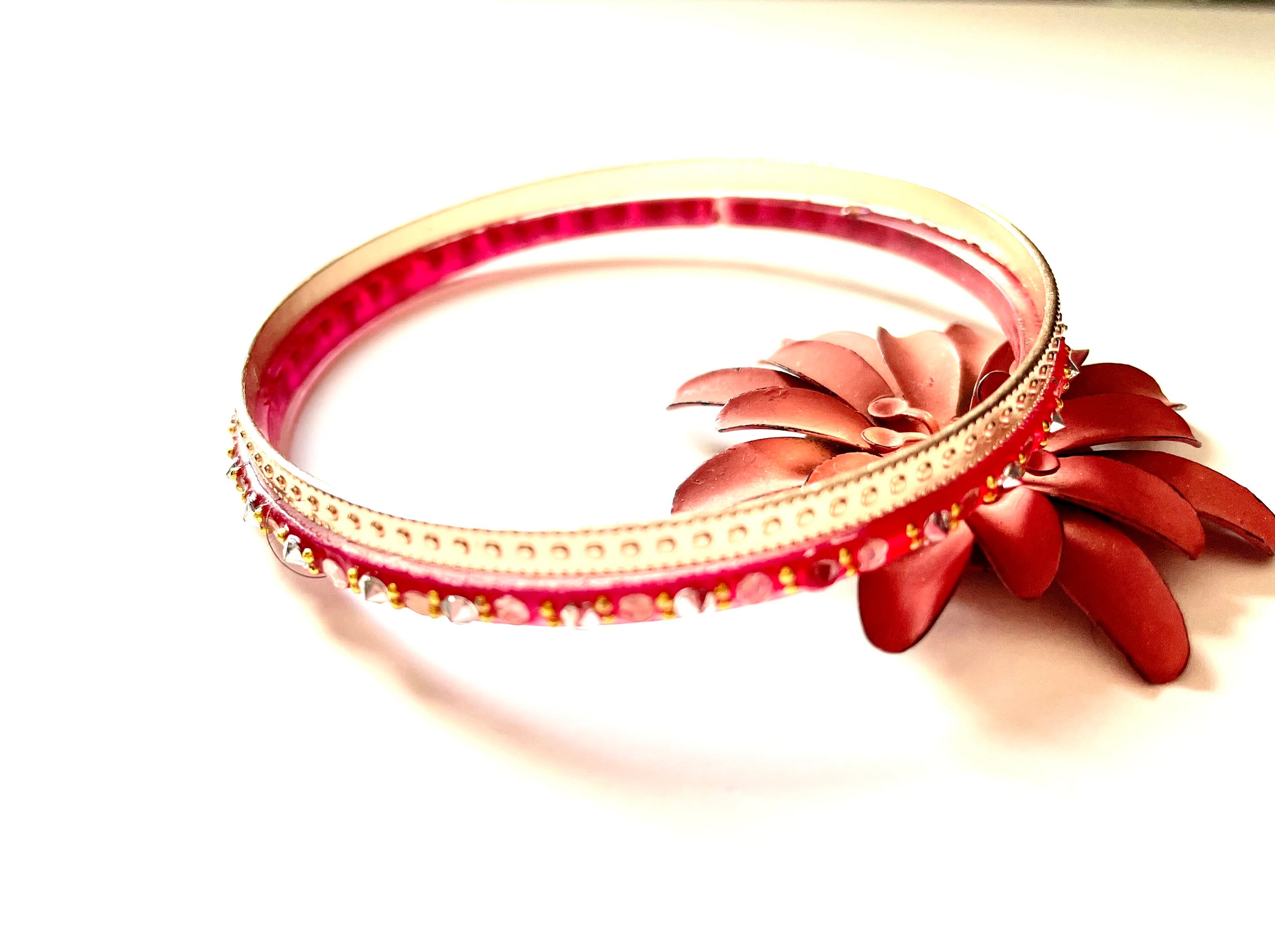 Red With Gold and Gold Set of Three Bangles - Etsy UK