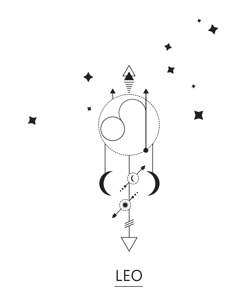 Leo Zodiac Sign SVG/JPEG . Minimalist Tattoo. Constellation. Printable ...