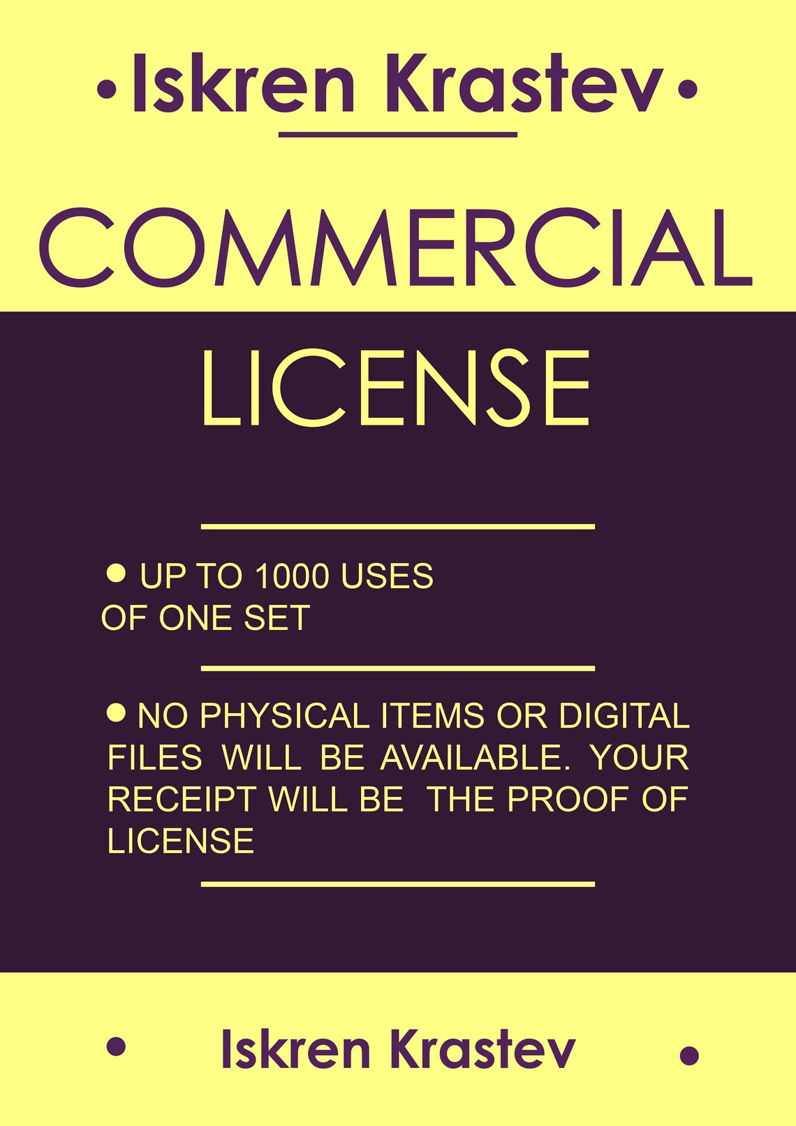 Commercial Use License for a One Set. - Etsy