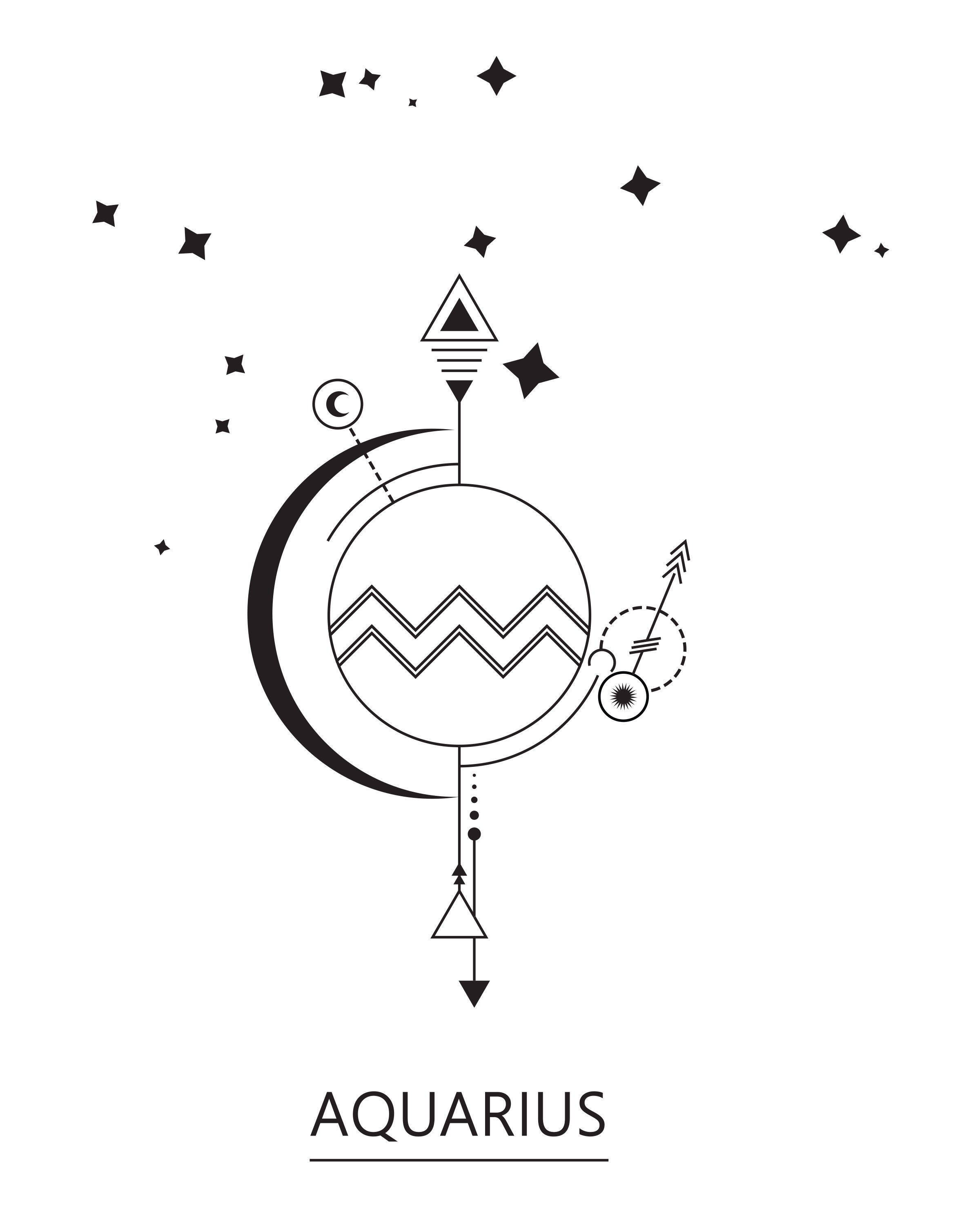 Svg Jpeg Aquarius Zodiac Sign Minimalist Tattoo Constellation