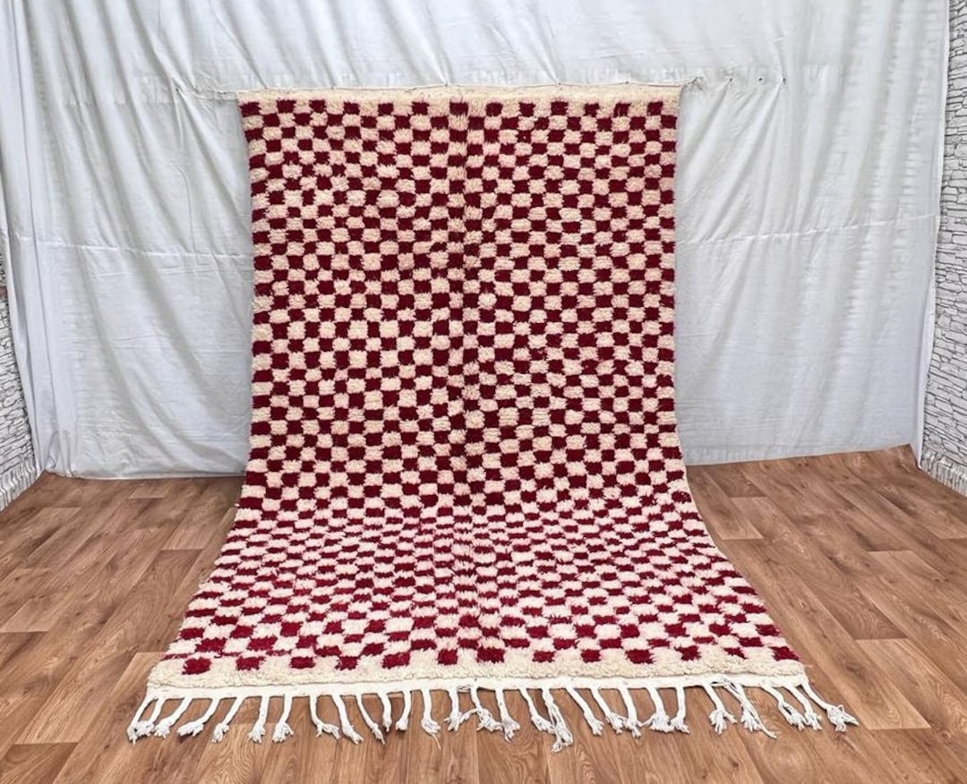 Custom Moroccan Red Checkred Rug moroccan Checkered Rug - Etsy