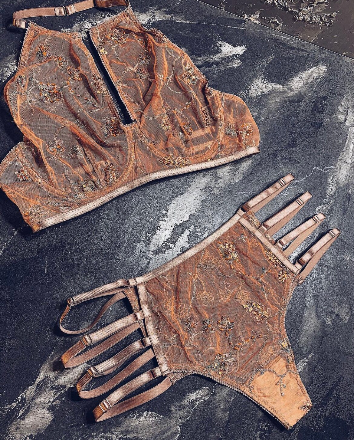 Birds Floral Lingerie Set Strappy Mesh Lingerie Sheer Bra - Etsy