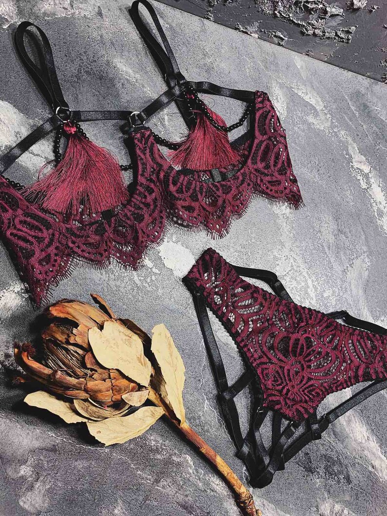 Open Cup Bra And Crotchless Panties Cupless Bra Crotchless Etsy