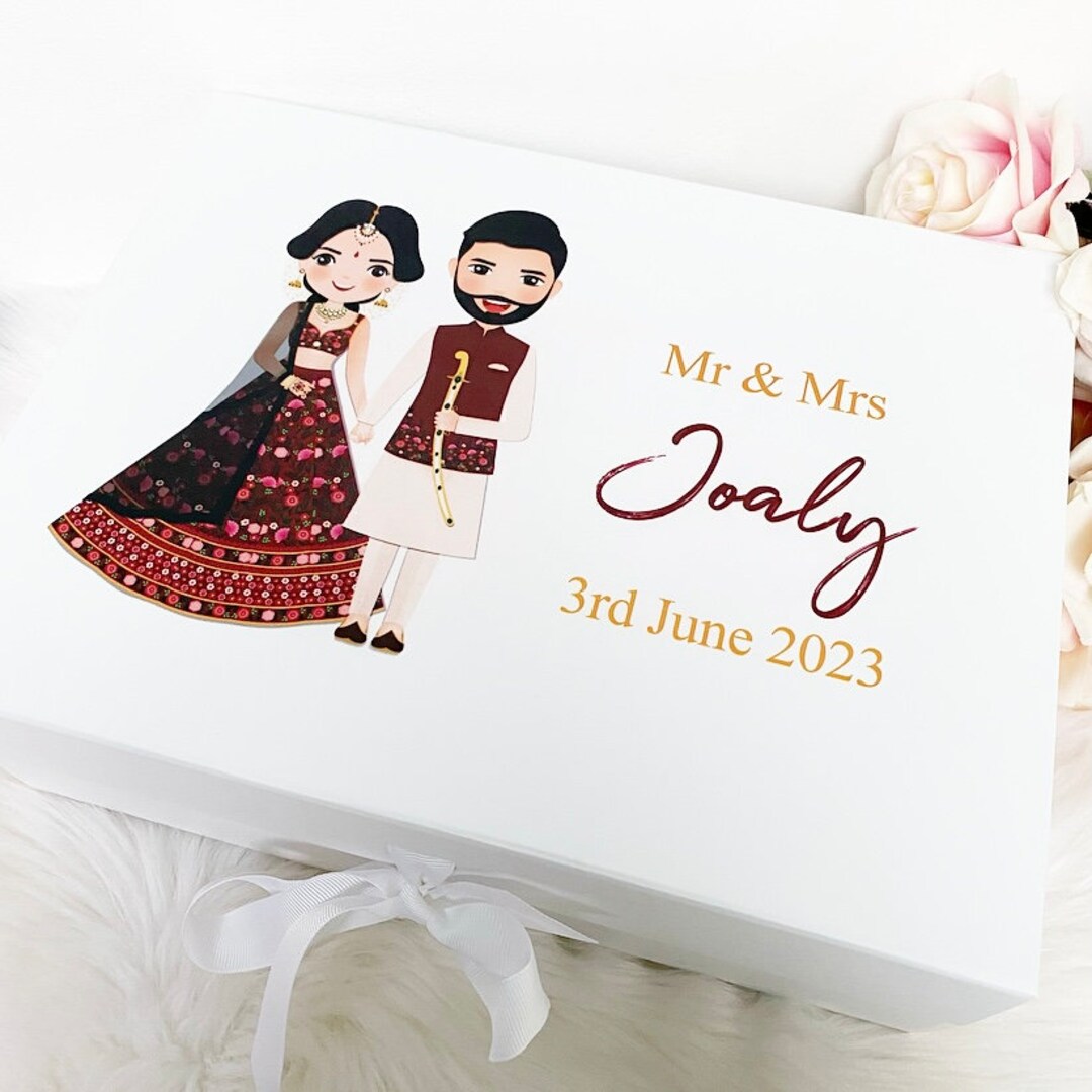 Indian Wedding Mr & Mrs Gift Box Bridal Married Boxes With Lid Empty to ...