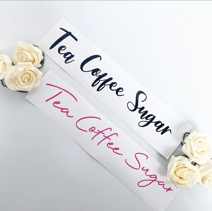 Custom Vinyl Labels Tea Coffee Sugar Personalised Decals | Etsy UK