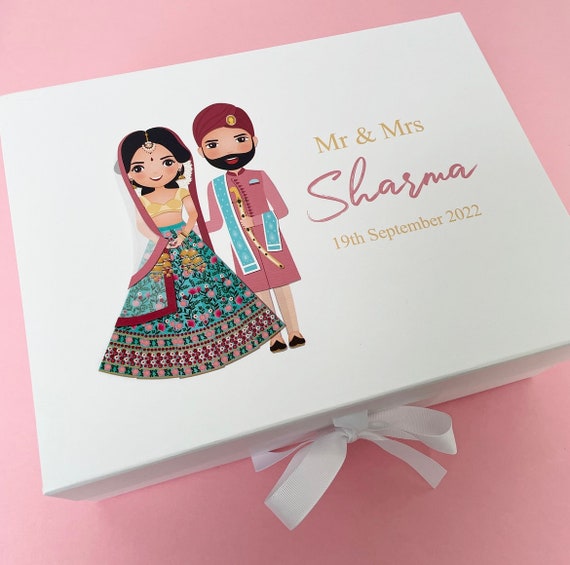 Indian Wedding Mr & Mrs Gift Box Bridal Married Boxes With | Etsy