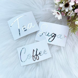 Custom Vinyl Labels Tea, Coffee, Sugar Personalised Decals Container ...