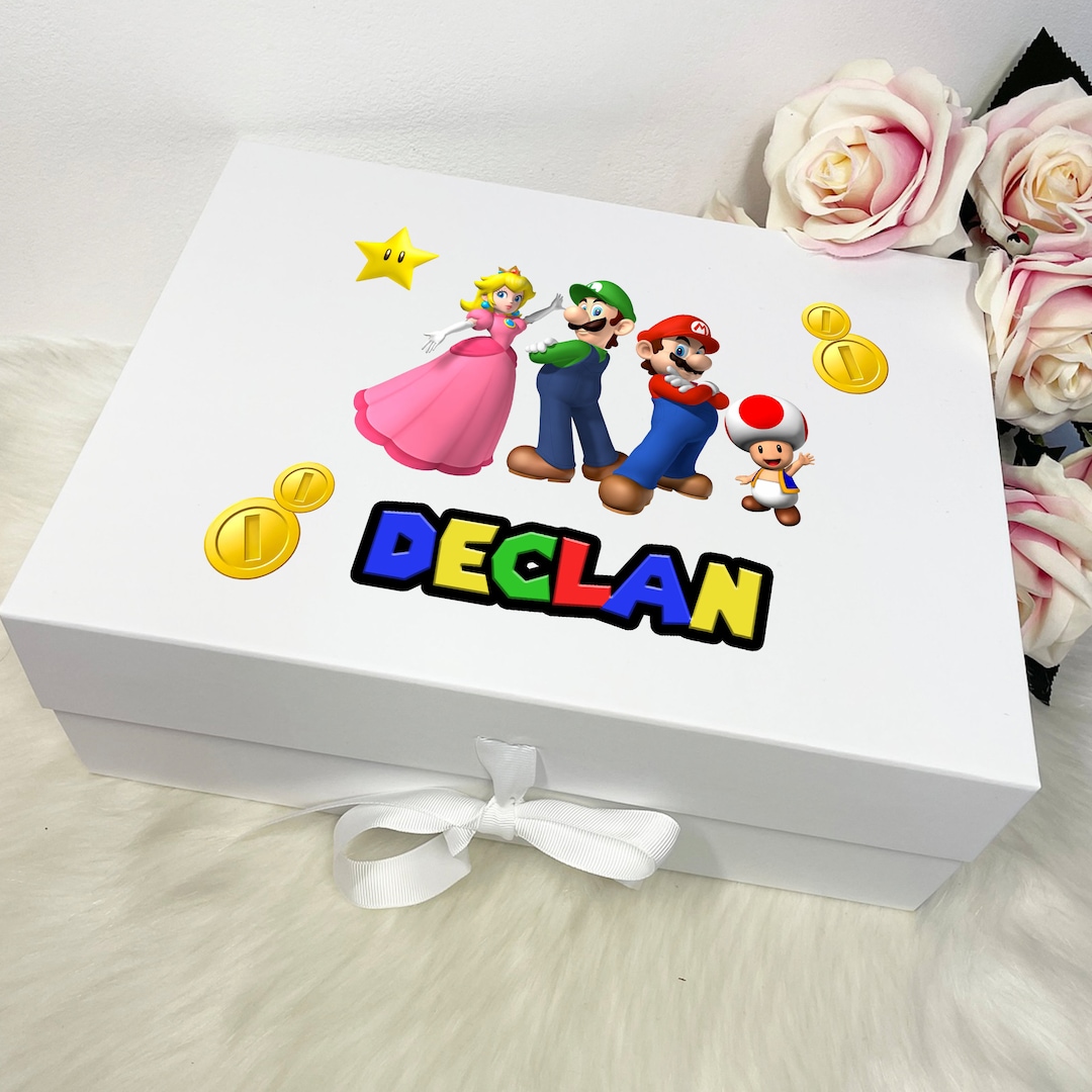 Super Mario Gift Box With Ribbon & Magnetic Lid Mario Brothers ...