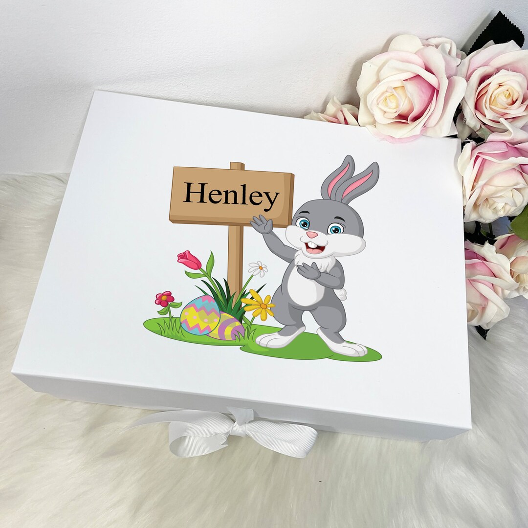 Personalised Easter Bunny Gift Box With Lid and Ribbon Empty to Make ...