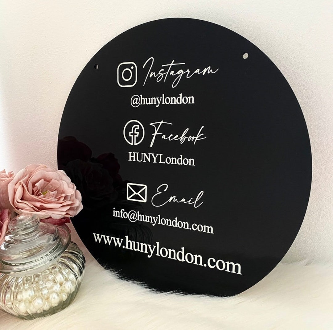 Business Social Media Wall Sign Plaque Personalised Wall Mounted ...