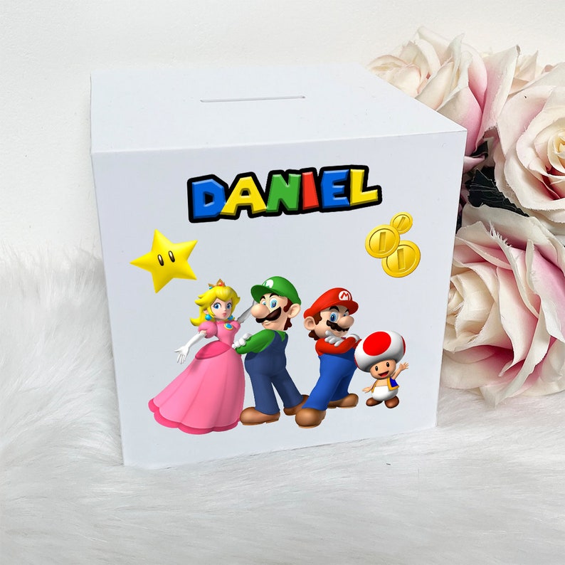 Super Mario Money Box Kids Personalised Money Box Piggy - Etsy