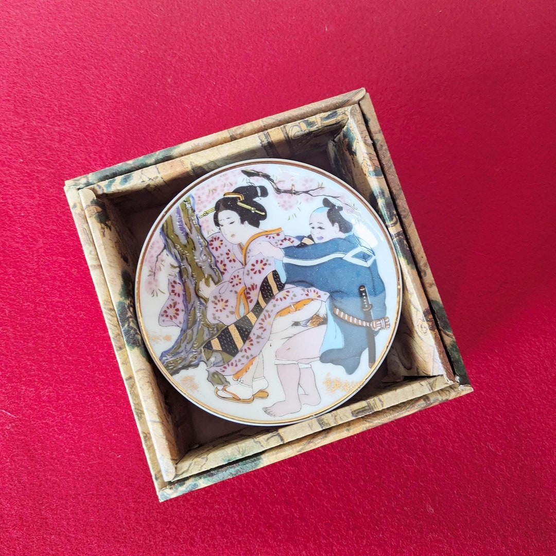 Japanese Vintage Sake Cup: Shunga Art With Intriguing Detail - Etsy
