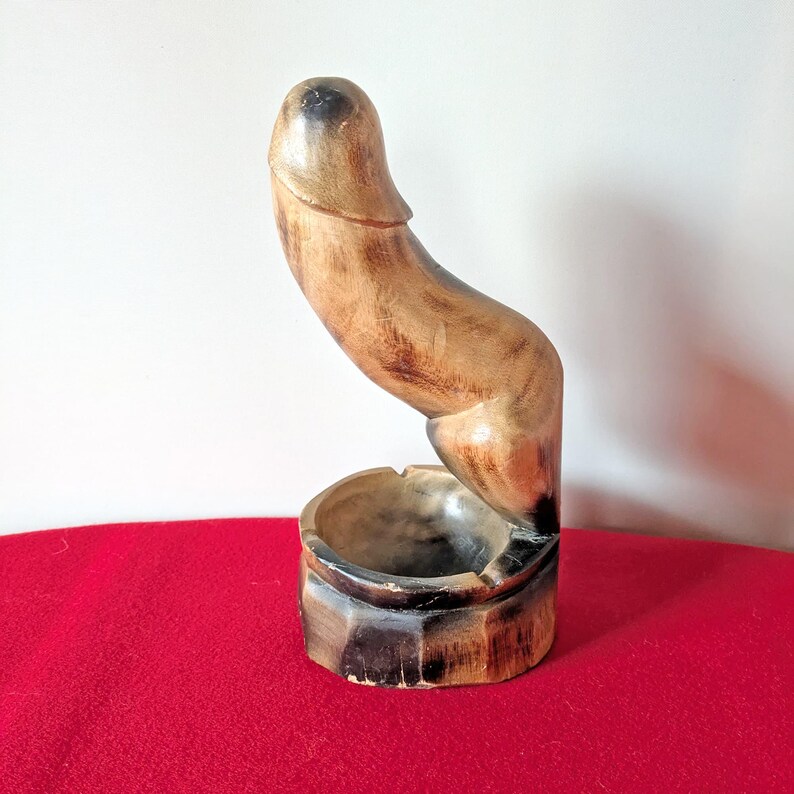 Vintage Hand-carved Wooden Phallic Ashtray – Unique Collector’s Item ...