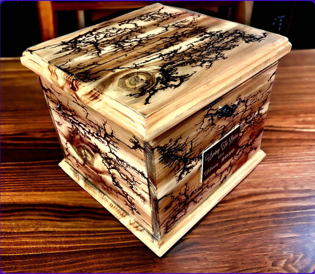 Fractal Burned Cedar Cremation Urn: A One-of-a-kind Memorial Keepsake ...