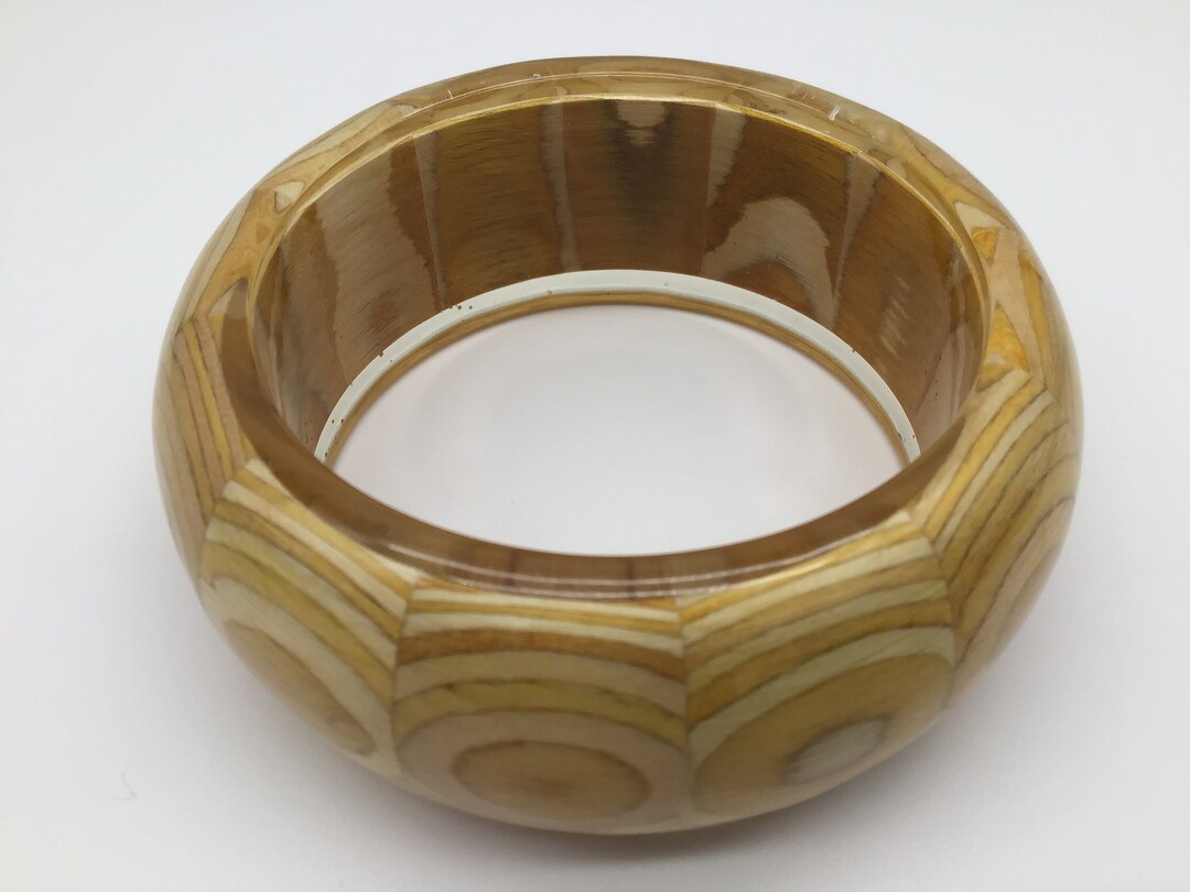 Vintage 70s Lucite Wood Bangle: Artisan Art Nouveau Bracelet - Etsy