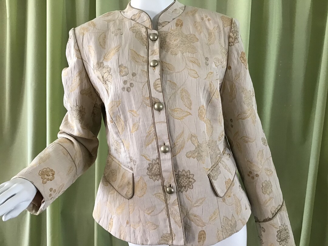 Vintage Brocade Jacket/floral Embroidery/ Size M/L - Etsy