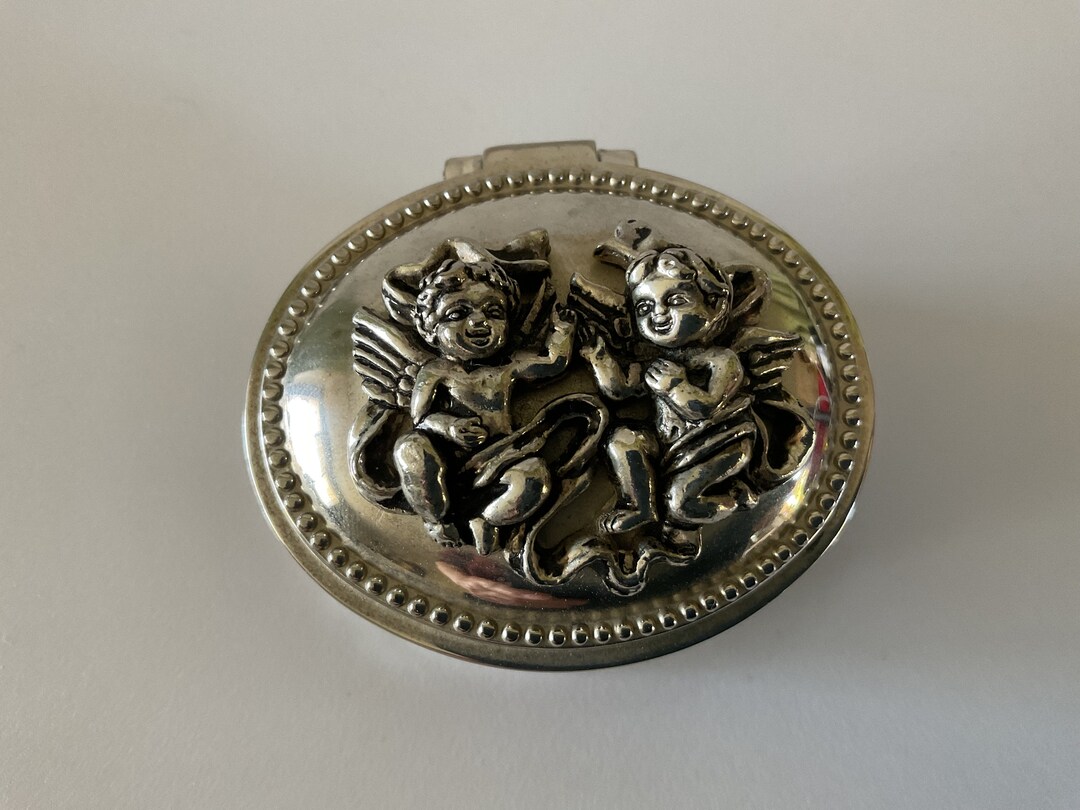 Antique 30’s Germany Love Engel Box/ Silver Plated Antique Jewels ...