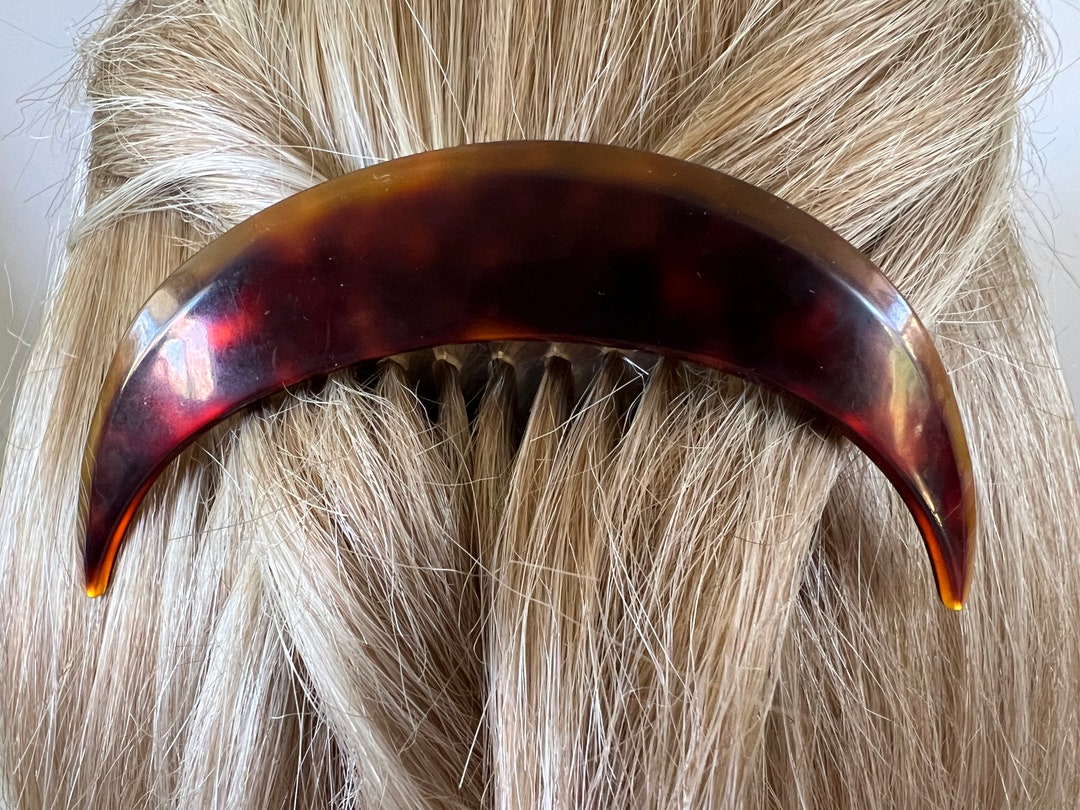 Vintage French Hair Comb/half Moon Turtoise Shell Hair Accessory ...