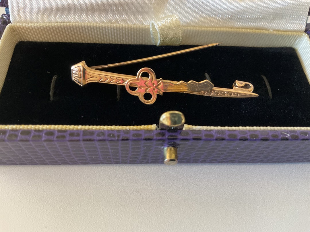 Antique 9 Ct Gold Key Pin Brooch/victorian Gold Jewel/australian Rodd ...