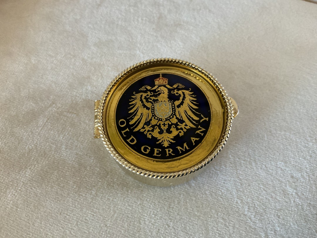 Vintage German Enamel Pill Box: Gold Tone Travel Accessory - Etsy