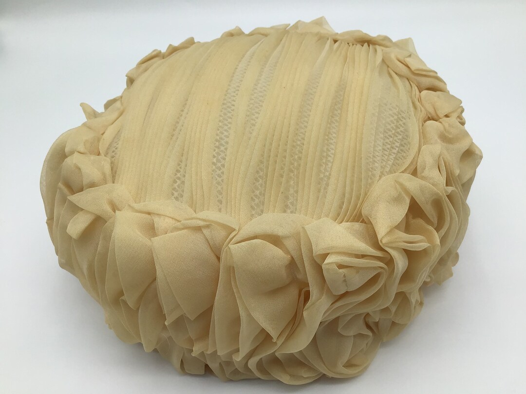 Vintage 60’s Organza Heat. Toque or Turban Style Cream Nylon. Vintage ...