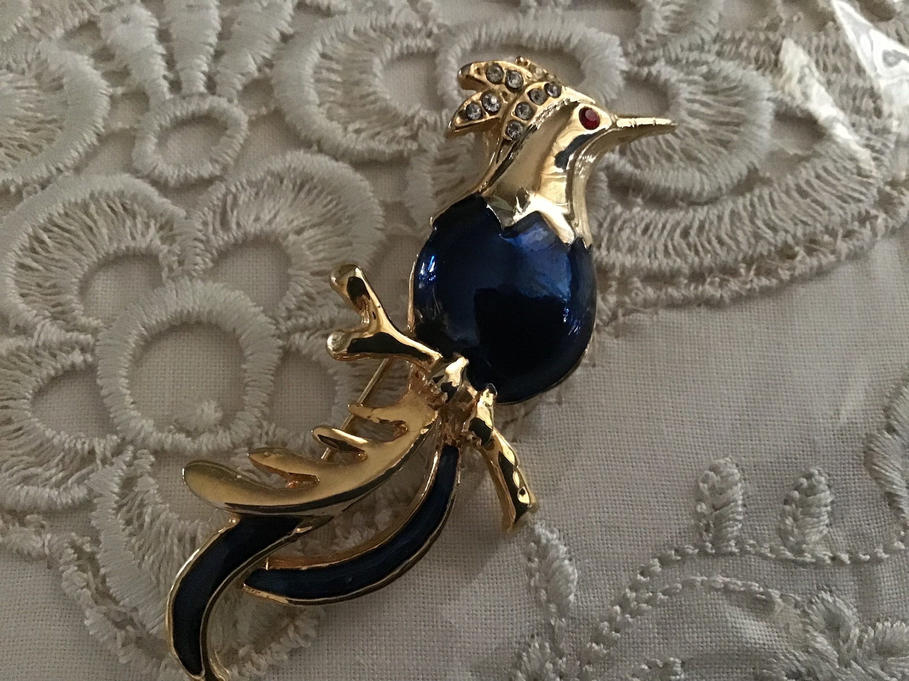 80s Bird Brooch Pin/large Bird of Paradise Brooch Pin/regal - Etsy