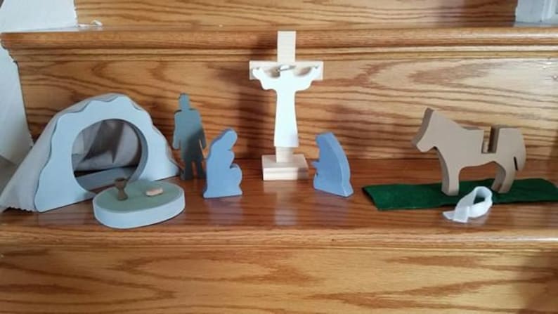 Wooden Catholic Lenten Holy Week Easter Resurrection Scene Playset for ...