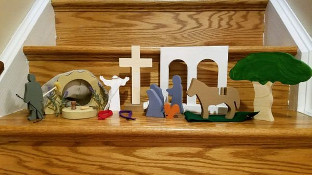 Wooden Catholic Lenten Holy Week Easter Resurrection Scene Playset for ...