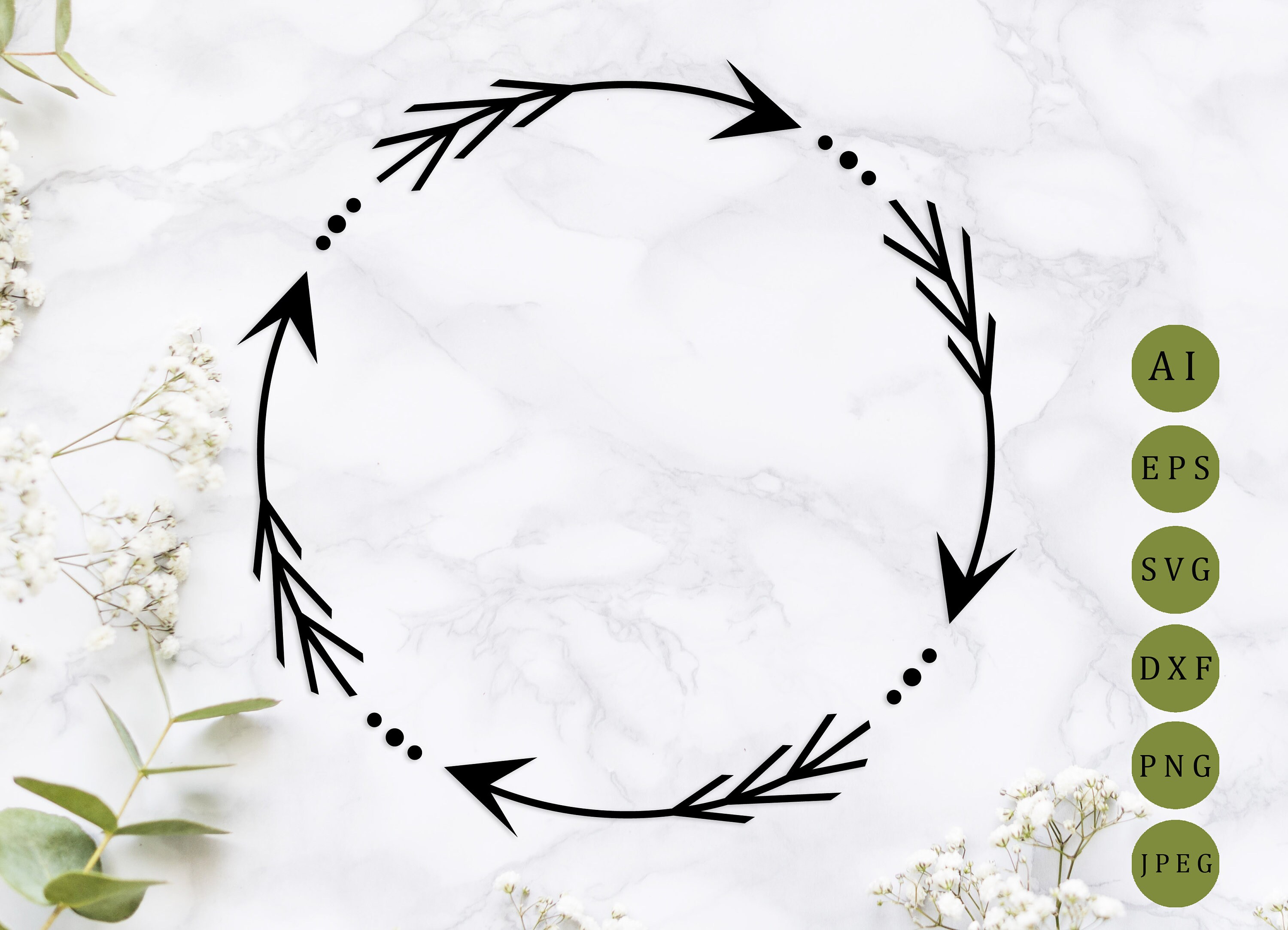 Arrow circle frame svg laser cut Arrow wreath svg Boho arrow | Etsy