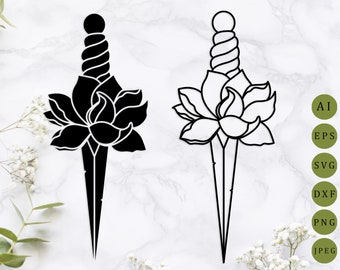 Flower Dagger Svg | Etsy